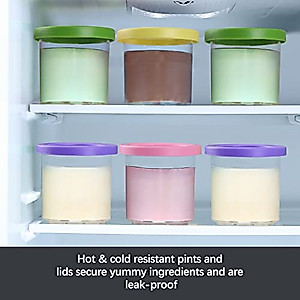 Omnikit Containers Replacement for Ninja Creami Pints and Lids - 8 Pack, 16oz Cups Compatible with NC301 NC300 NC299AMZ Series Ice Cream Maker - Dishwasher Safe, Leak Proof Lids