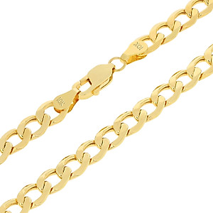 Nuragold 10k Yellow Gold 6.5mm Cuban Curb Link Chain Bracelet, Mens Womens Jewelry 7" 7.5" 8" 8.5" 9"