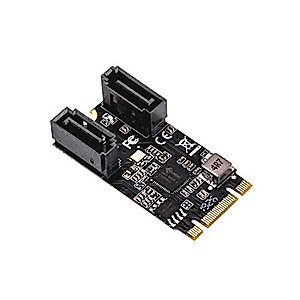 I/O CREST M.2 22x42 to SATA III 2 Ports Adapter Card (Jmicro Chipset), Add Two SATA 3.0 Devices to Any M.2 2242 Slot
