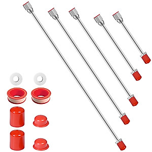 5 Pack Airless Paint Sprayer Tip Extension Pole Multi-Sizes Extension Rod,Airless Painting Spray Gun Tip Extension Pole Rod with Red Guard (7.8in+11.81in+19.09in+29.13in+38.77in)
