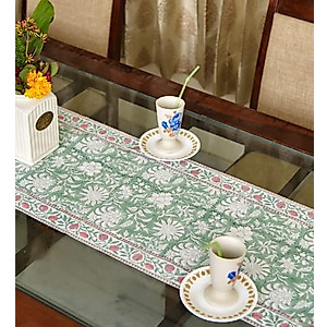 Ridhi Mint Green Tablerunners 100% Cotton Decorative Table Cover for Home, Kitchen, Dining, Cocktail Party Parties Family Dinners Wedding Thanksgiving/Christmas
