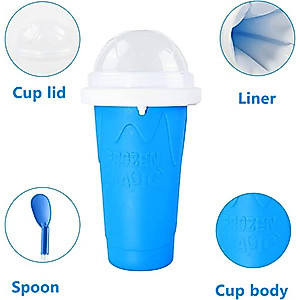 cdbz Slushy Cup Slushie Cups,Slushie Machine Slushy Maker Cup,Slushie Cup Maker Squeeze Slushy Machines,Frozen Magic Slushy Cup 2 Pack, Ice Cream Maker Cool Stuff for Juices and Drinks(Blue+Green)