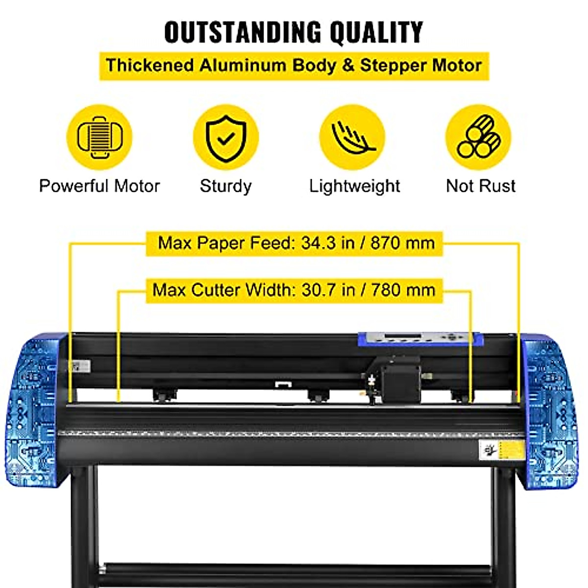 VEVOR Vinyl Cutter 34 Inch Vinyl Cutter Machine with 20 Blades Maximum Paper Feed 870mm Vinyl Plotter Cutter Machine with Sturdy Floor Stand Adjustable Force and Speed for Sign Making PC ONLY