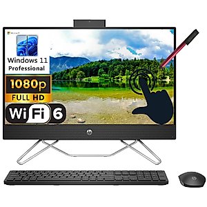 HP 2023 24 23.8" Touchscreen FHD Business All-in-One Desktop Computer, Intel Pentium Silver J5040, 32GB DDR4 RAM, 1TB PCIe SSD, WiFi 6, BT 5.2, Keyboard + Mouse, Black, Windows 11 Pro, BROAG Stylus