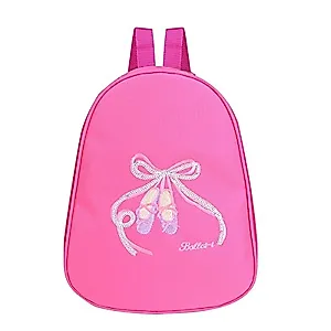 TiaoBug Girls Kids Ballet Dancing Backpack Gymnastics Latin Dance Toe Shoes Embroidered Shoulder Bag Rose One Size