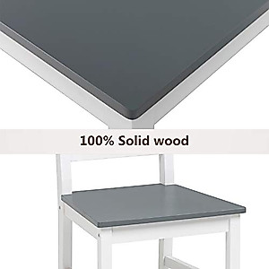 Alohappy Dining Table Set Wood Kitchen Table Dining Table and Chairs 3PCS for 2 Person for Saving Space Dinning Room Restaurant Pub, Grey