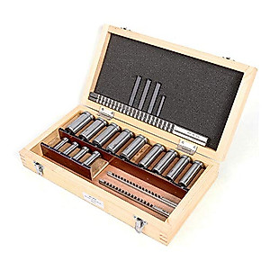 22 Pcs Keyway Broach Kit Collared Bushing Shim Sets in Fitted Box, Metric Size 4 pcs Broach & 13 Collared Bushing & 5 Gaskets, High Speed Steel Material Metalworking Industrial Tools