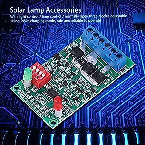 FECAMOS Solar Lamp Panel Circuit Board, High Stability Over Charge Protection Lithium Battery 3 Modes Adjustable Solar Lamp Controller Module for Garden Lights