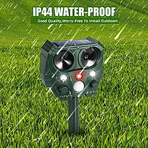 2 Pack Upgraded Ultrasonic Animal Repeller Outdoor Cat Repellent Deer Repellent Devices Solar Animal Repeller with Motion Sensor Deterrent Light to Scare Cat Raccoon Rabbit Squirrel Skunk Out of Yard
