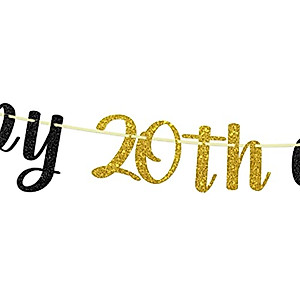 Maicaiffe Happy 20th Anniversary Banner - for 20th Wedding Anniversary / 20th Anniversary Party / 20th Birthday Party Decorations (20th)