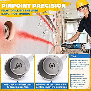 XDOVET 9PCS Concrete Hole Saw Kits with 2 Drill Bits and SDS Plus & Max Shank Hole Saw Tool Set for Concrete Cement Brick Stone Wall Drilling Kit Size 30 40 65 80 100 MM