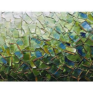 Yotree Paintings, 24x48 Inch Paintings Oil Hand Painting 3D Hand-Painted On Canvas Abstract Artwork Art Wood Inside Framed Hanging Wall Decoration Green Teal Abstract Painting