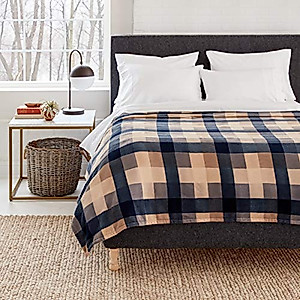 Eddie Bauer Heated Soft Brushed Microplush Electric Blanket, Warm & Cozy Bedding, Twin, Cabin Comfort Blue