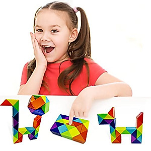 10PCS Large Size Rainbow Snake Cube Magic Sensory Fidget Toys Collection Brain Teaser Stocking Stuffers Party Favors Goodie Bags Stuffers and Classroom Prizes Halloween for Kids…