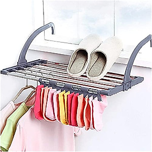 ZyHMW Clothes Airer Radiator Folding Airer Radiator Towel Holder Clothes Dryer Drying Rack Rail Install Onany Radiator in Any Room，Folding Airer (Color : Gray) (Color : Gray)