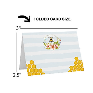 Bee Table Place Cards, Blank Buffet Signs for Baby Shower, Wedding Seating Cards, Bridal Shower Banquet, Bumblebee Folded Favor Tags, 25 Pack