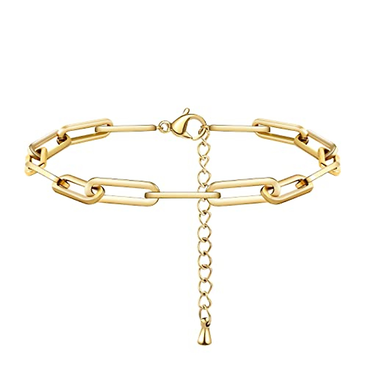 Gold Initial Bracelets for Women, Dainty 14K Gold Filled Layered Paperclip Chain Letter Initial Bracelet 26 Alphabet Disc Charm Bracelet Jewelry Gifts for Women-C