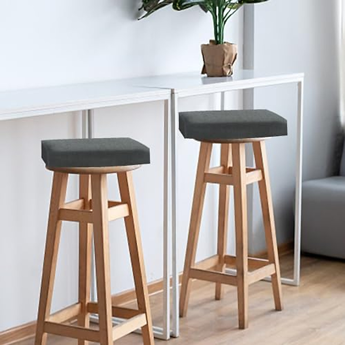 PNP FKJP 2 Pack 12 * 12 Inches Chairs Cushions, Non-Slip Dining Chair Pads Kitchen Chair Cushions(Dark Grey)