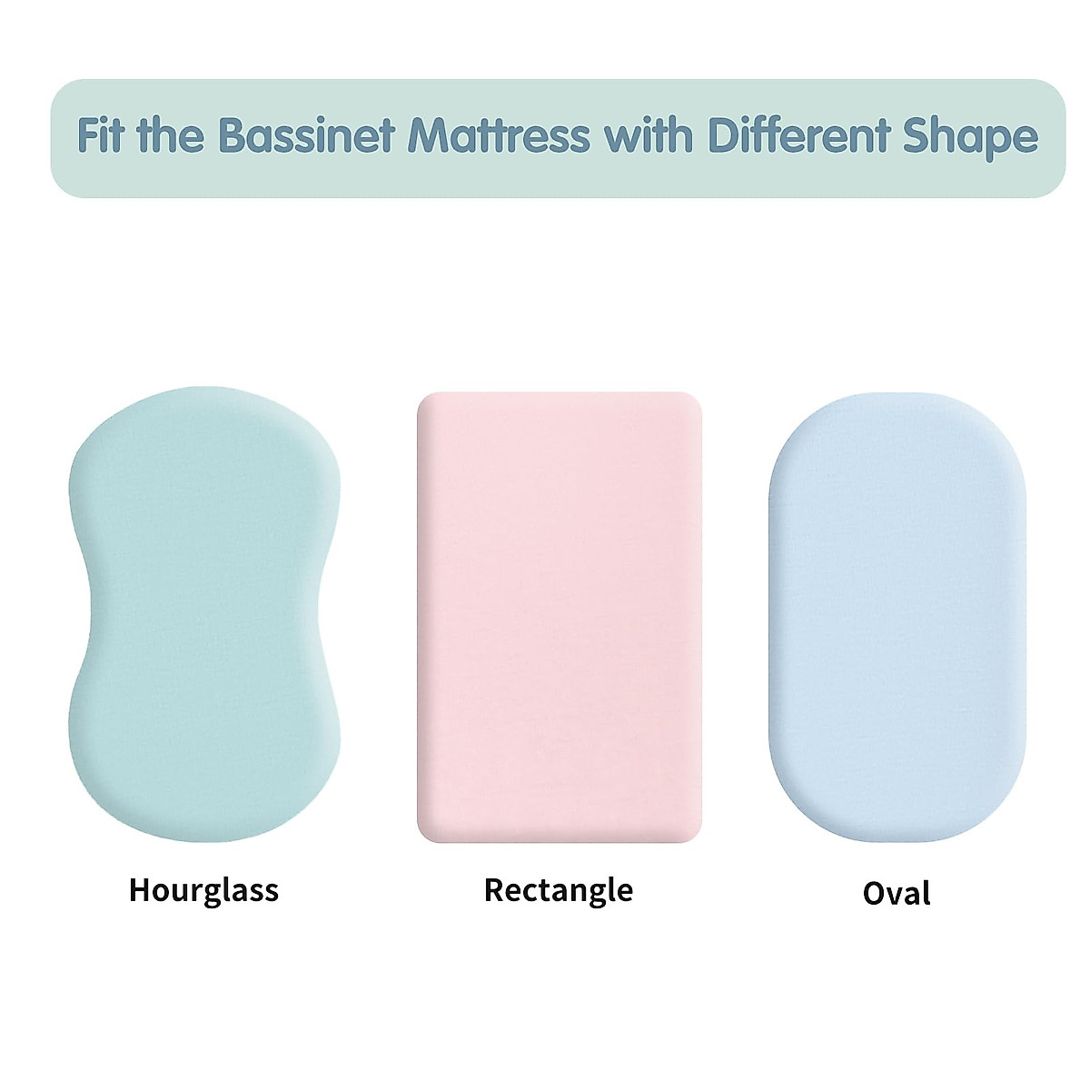 MEILA Bassinet Fitted Sheets Compatible with Mika Micky, Dream On Me, Maxi-COSI, AMKE, Baby Delight Bassinet, 100% Jersey Cotton Beside Bassinet Sheet for Baby Boy, Pack of 2（33"×20"