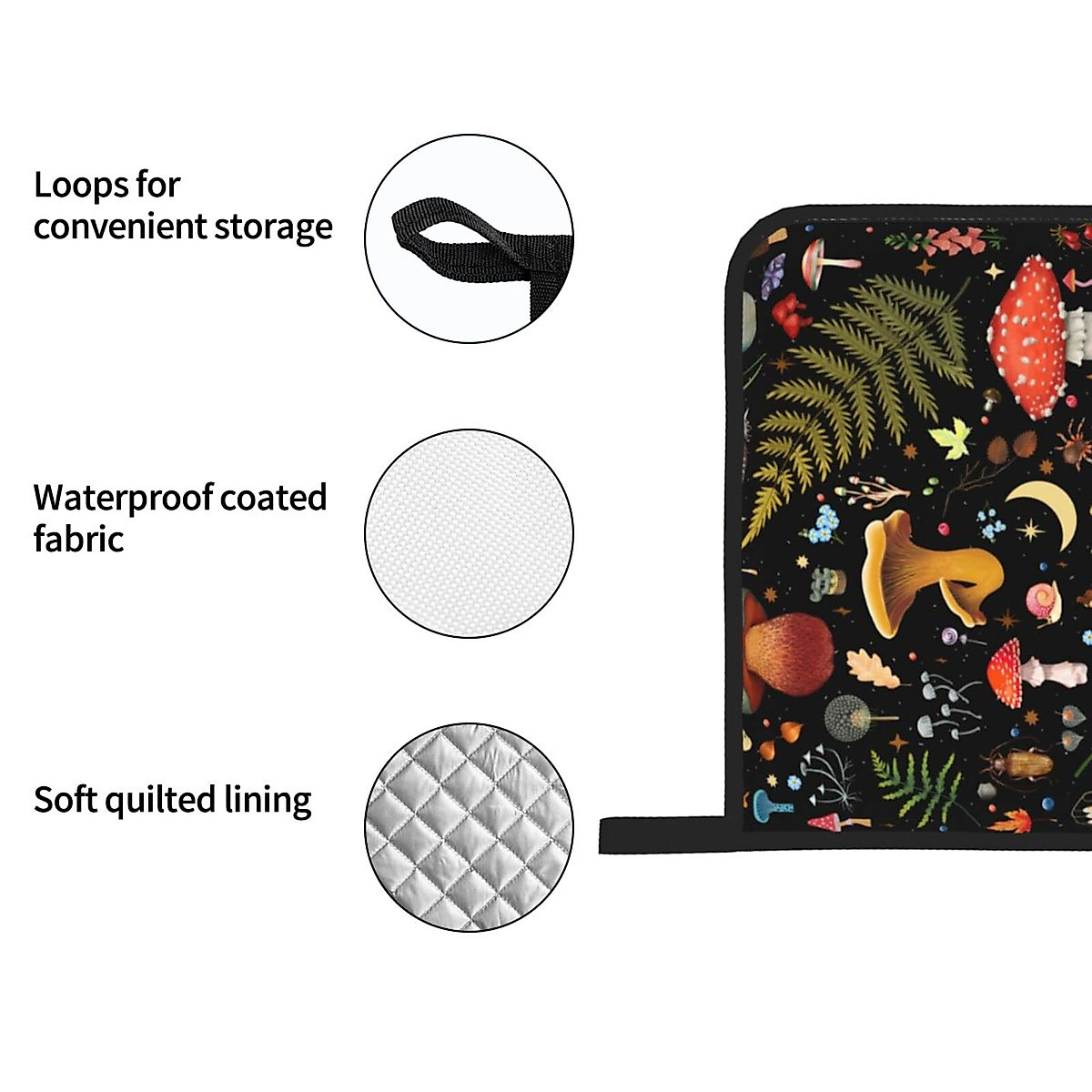 Mushroom Gifts Pot Holders Sets of 2, Non-Slip Hot Pads for Kitchen Potholders for Cooking Baking BBQ Grilling (2-Piece Sets)