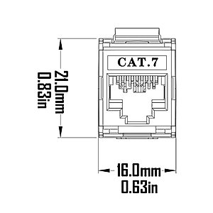 10 Pcs Cat7 Keystone Jack, Cat7 RJ45 FTP Tool-Less Type Zinc Alloy Module Shielded Keystone Jack Adapter 10 Gigabit Modular Jack