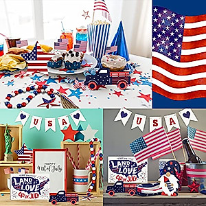 10 Pcs Patriotic Tiered Tray Decor Bundle 4th of July Wood Signs Mini Signs American Star Decor Veterans Day Red White Blue Decorations for Independence Day Decor (Cute Style)
