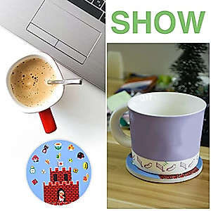 Pounchi Retro Video Game Coaster （4 Pack ） Game Lovers Absorbent Coasters Retro Drink Coasters for Game Lovers with Cork Base Bar Coasters Round Stone Coasters Car Coasters Set for Teens