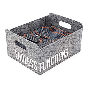 ENDLESS FUNCTIONS - Felt Printed Collapsible Stoage Bin, (Gray - Endless Functions)