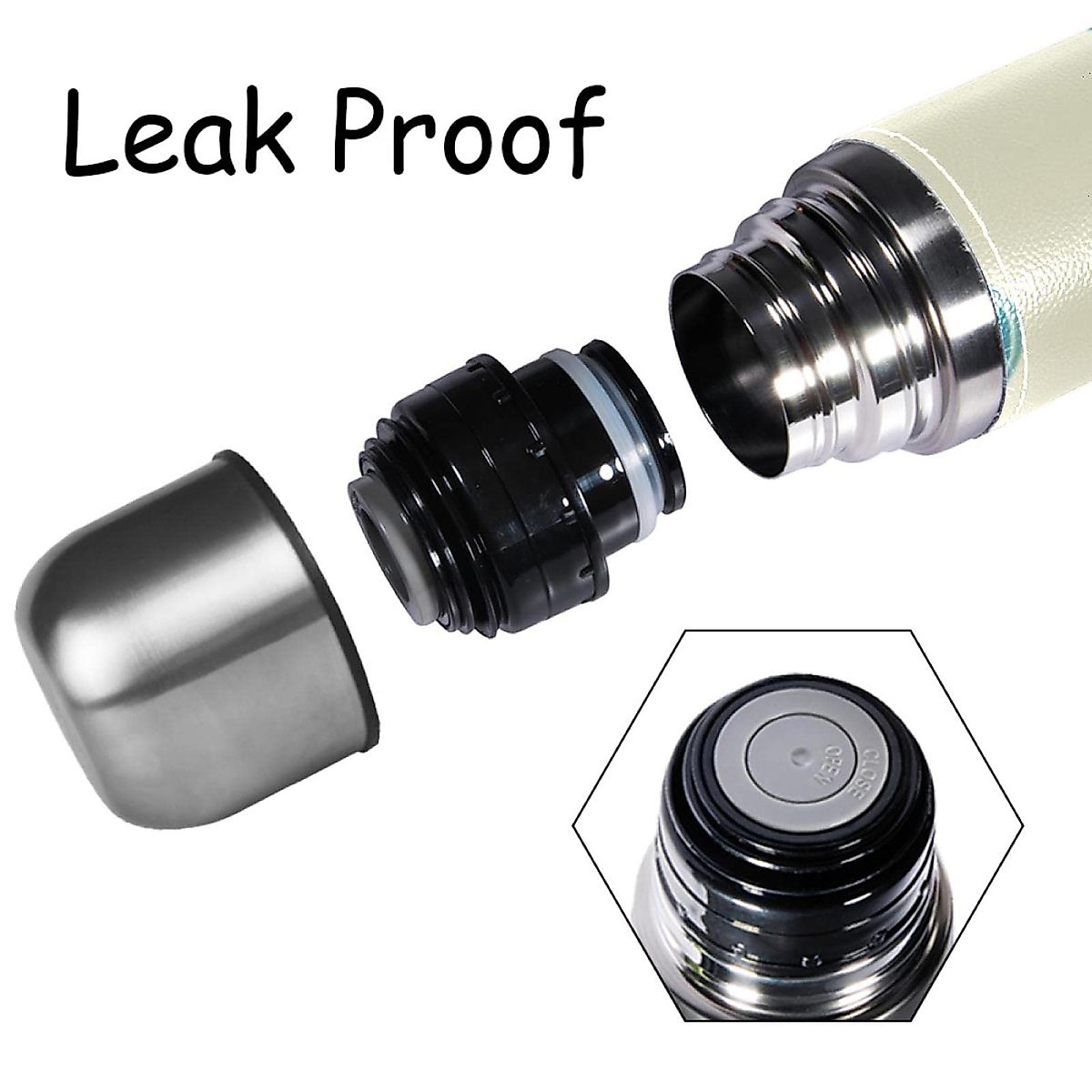 Stainless Steel Leather Vacuum Insulated Mug Geometry Thermos Water Bottle for Hot and Cold Drinks Kids Adults 16 Oz