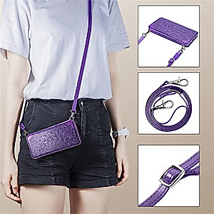 MTQLX Case for Oppo Reno2 z Wallet Case,Fashion Women Luxury Premium PU Leather Flip Protective Case Cover with [Long Lanyard],for Oppo Reno2 z- Purple