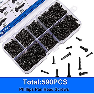 MEIYYJ M3 Pan Head Self Tapping Screws Phillips Micro Laptop Repair Screws Assortment Kit (590pcs
