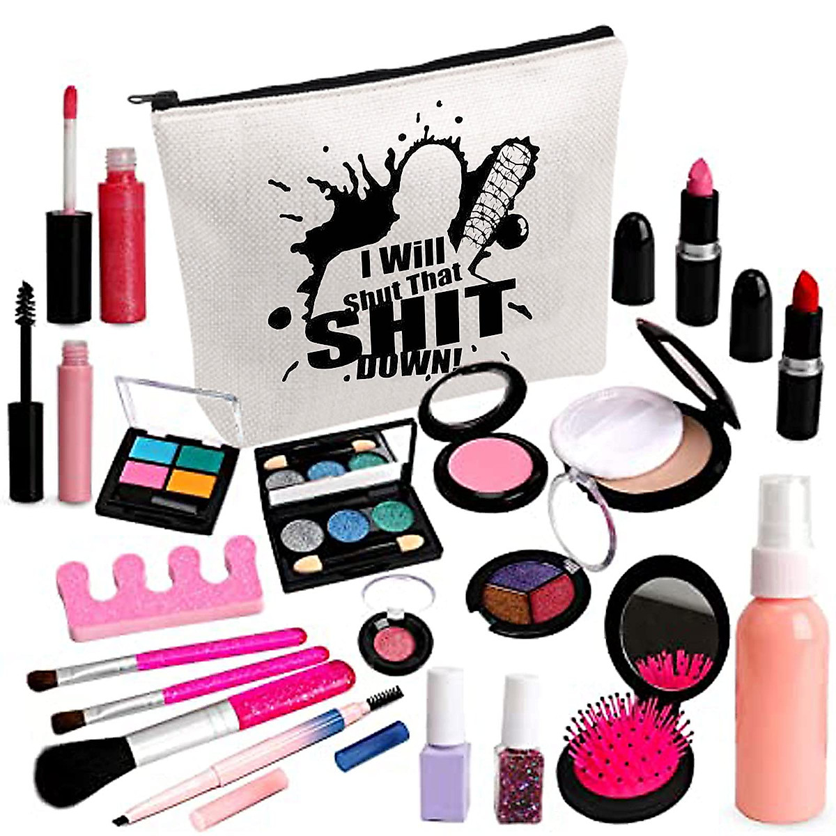 BDPWSS I Will Shut That Shit Down Makeup Bag Travel Pouch For Women Zombie Lover Gift Baseball Bat Gift Redemption Gift (Shut that down)
