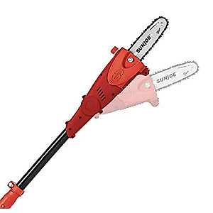 Sun Joe iON8PS2-LT-RED 40V Amp Cordless Multi-Angle Pole Chain Saw, 8", Kit (w/2.5-Ah Battery + Quick Charger)
