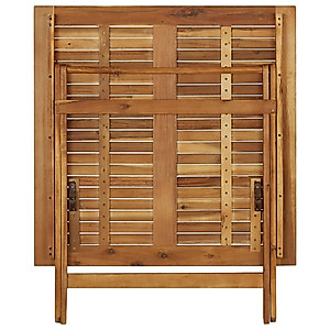 vidaXL Patio Table, 35.4"x35.4"x29.5", Solid Acacia Wood, Folding Design Weather-Resistant, Rustic Brown, Square-Shaped, Outdoor Furniture