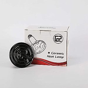 CRLight 100W 2 Pack Ceramic Heat Emitter Infrared Heat Lamp Bulb for Reptile Amphibian Pet Brooder Coop Chicken Lizard Turtle Snake Aquarium, No Light No Harm, ETL Listed, Black