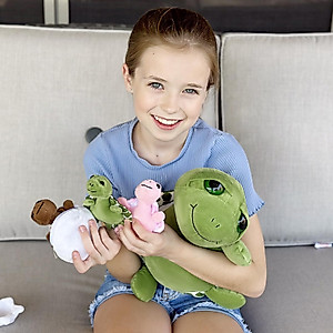 Karister 4Pcs Turtle Stuffed Animals with Babies Inside Shell,Sea Turtle Plush Toy 14'',Stuffed Turtle for Kids,Plush Turtle for Birthday Christmas or Baby Shower,Turtle Pillow,Tortoise Plush Toys