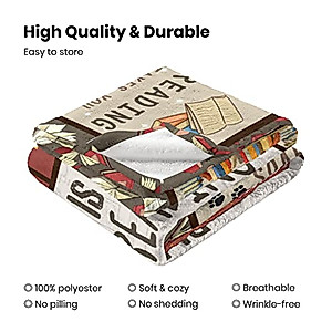 Fiwbnasz Book Lovers Blanket Gift, Book Reading Librarian Gifts Throw Blanket 50"x60", Book Club Gifts for Reading Lover Bookish, Book Lover Birthday Christmas Graduation Blanket Gift