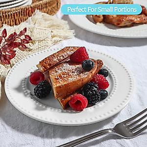 Wareland Bright White Embossed Dots Square Dessert Plates Set of 6 & 8 inch Embossed Salad Plates Set of 4