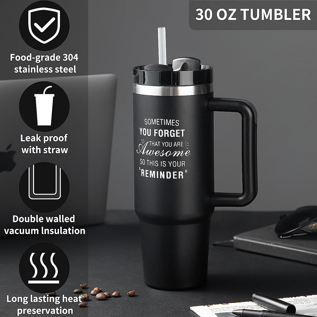 Birthday Gifts for Men Who Have Everything, Christmas Gifts for Dad, Gift Box for Men, Birthday Gifts for Him, Husband, Father, Brother, Boyfriend, 30 oz Double Wall Vacuum Insulated Water Bottle