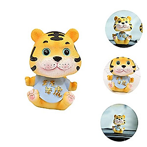 Abaodam 1pc Tiger Bobble Head Doll Chinese Gifts Bobbleheads Office Desk Decorations Bobblehead Animal Ornament Mascot Animal Figurine Cute Figure Model Souvenir Gift Tiger Car Ornaments