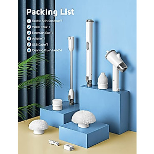 Hivita Electric Spin Scrubber, Cleaning Brush with Soap Dispenser, Cordless Rechargeable Electric Spin Scrubber with 50ml Detachable Water Tank, Extension Handle and 4 Brush Heads for Tub Floor Tile