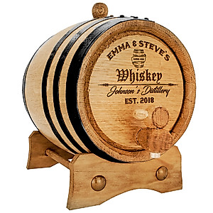 Personalized - Custom Engraved American Premium Oak Aging Barrel - Age your own Whiskey, Beer, Wine, Bourbon, Tequila, Rum, Hot Sauce & More | Barrel Aged (2 Liters)