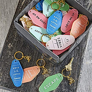 Santa Barbara Design Studio Lili + Delilah Collection Small Gift Vintage Motel Key Tag Key Ring, 3.5" Long, Dream House (Blue)