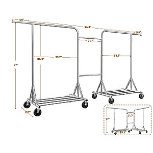 Raybee Heavy Duty Clothes Rack, Loads 650 LBS,117" W Rolling Clothes Rack with Wheels Clothing Racks for Hanging 240+ Clothes, Portable & Adjustable Commercial Garment Rack