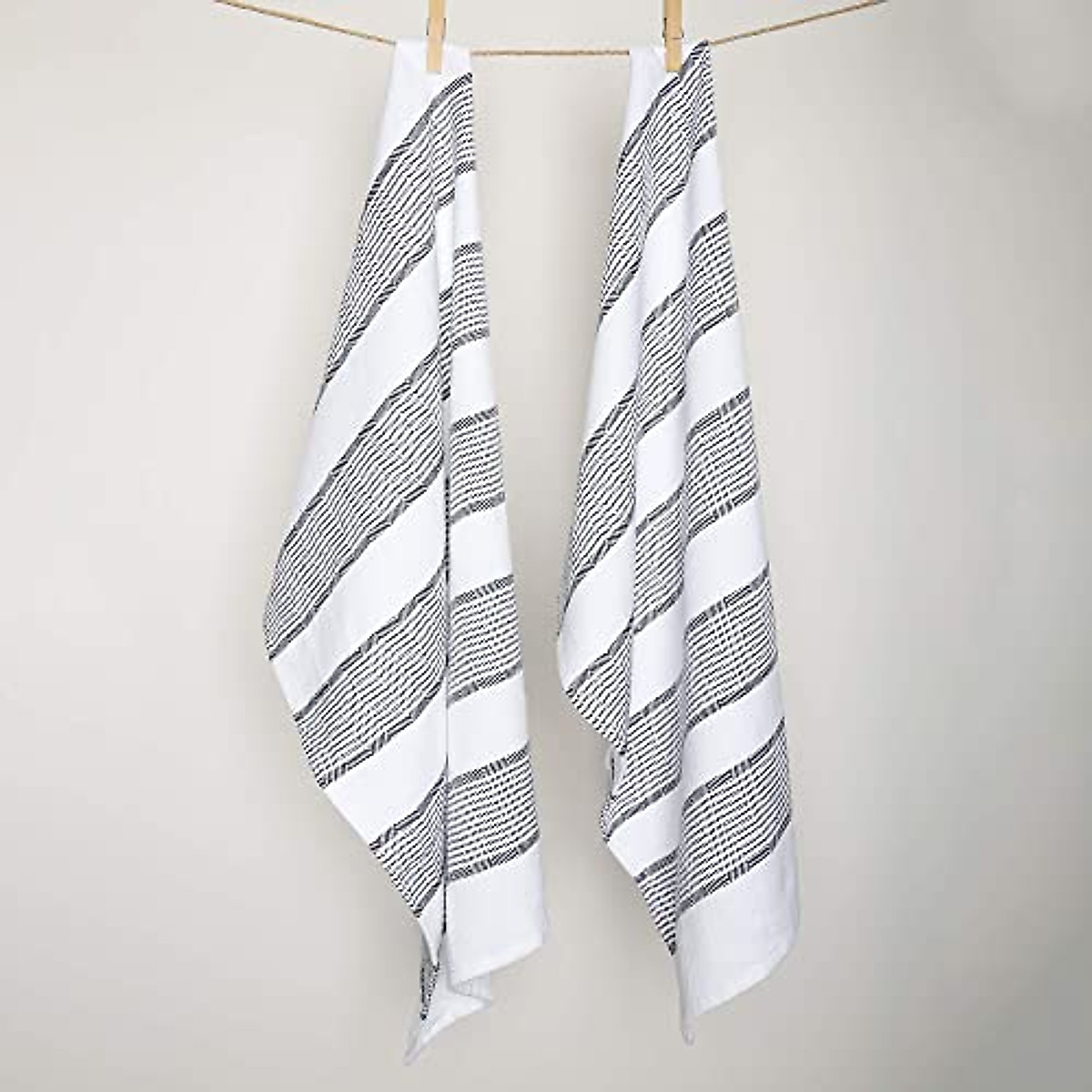 Country Maison Stripe Kitchen Towels | Pack of 6 | 18 x 28 Inches | Highly Absorbent |100% Cotton Dish Towels | Tea Towels | Bar Towels | Blue