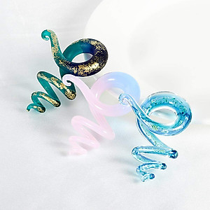 KUBOOZ COOEAR Glass Taper Treble Spiral Green Plugs Ear Gauges Hanger 1 Pair 2G-00G Stretchers Flesh Expander, 10 pounds