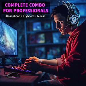 HP PC Gaming Keyboard and Mouse Combo, RGB Backlit Wired Gaming Mouse and Keyboard, Mouse pad,Gaming Headset, Gamer 4 in 1 Bundle for PC PS4 PS5 and Xbox