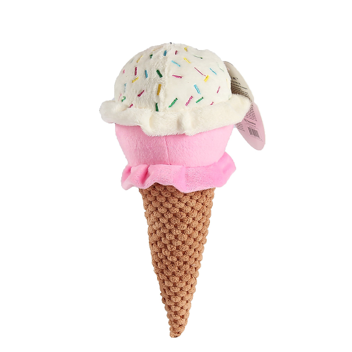 Petlou Durable Plush Dogs Squeak Toys. 10-Inch Ice Cream, All Breed Sizes