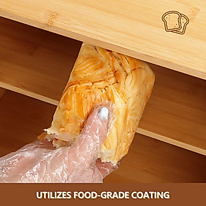 AMBIRD Bamboo Bread Box keep The Bread Fresh For Kitchen Counter-Large Capacity Wooden Bread Storage Container Farmhouse Bread Box with Window Bread Holder