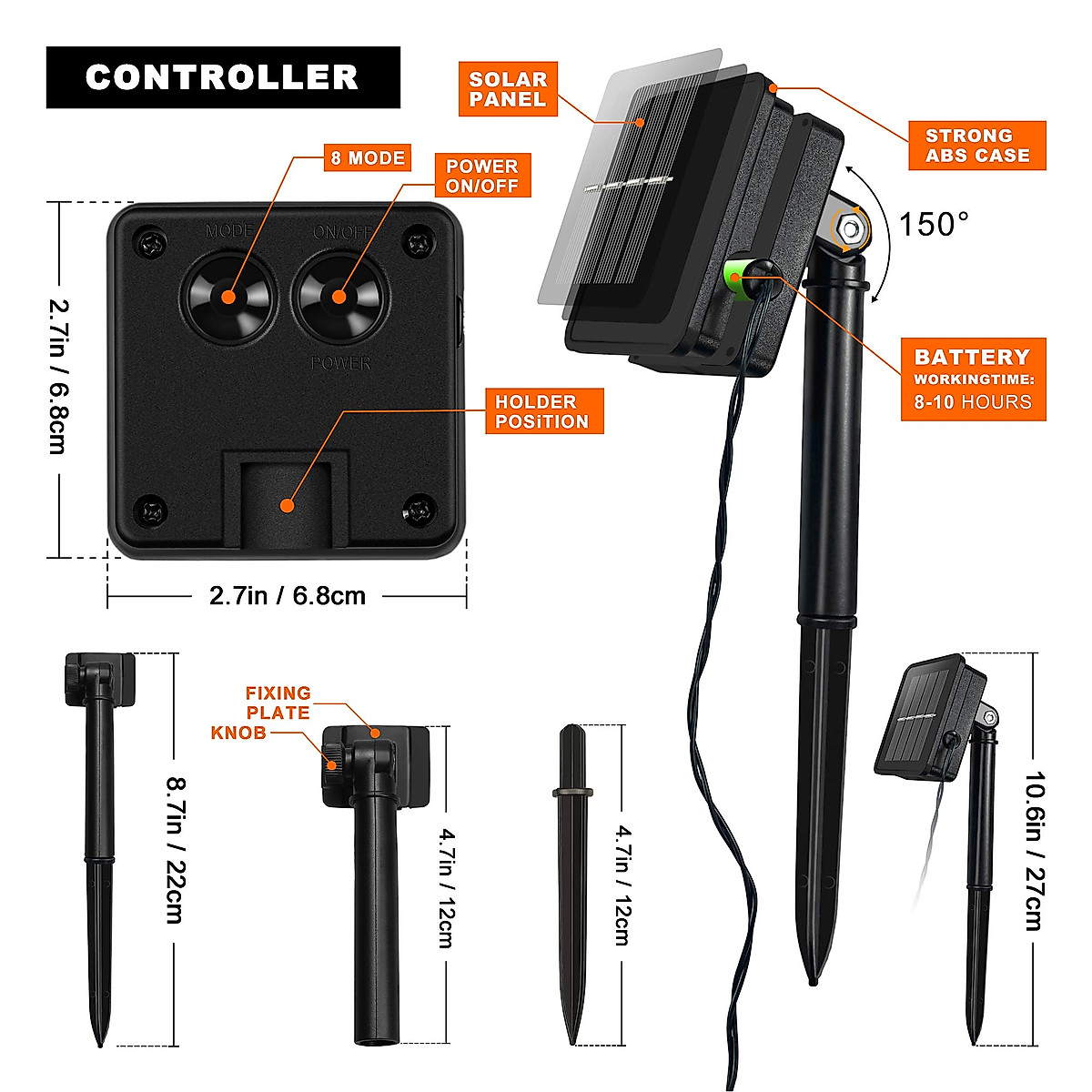 woohaha 2 Pack Solar Christmas Lights 39ft 100 LED 8 Modes Solar String Lights Waterproof Solar Fairy Lights for Garden, Patio, Fence, Balcony, Outdoors (100L-Multicolor)